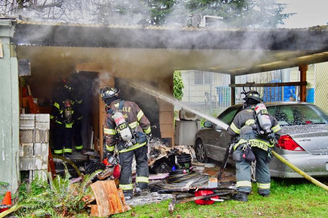 Garage fire brings big response; No one hurt | Westside Seattle